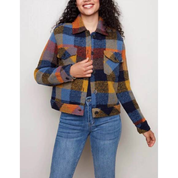 CHARLIE B | Jackets & Coats | New Charlie B Plaid Boiled Wool Jacket In ...